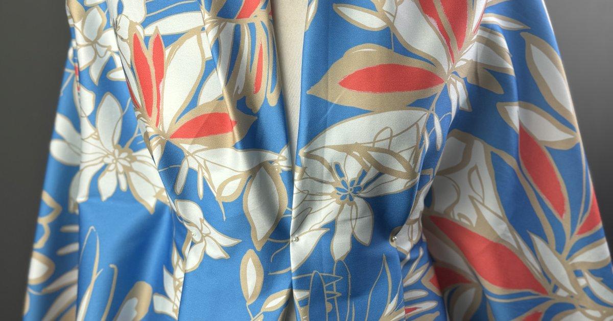 Italian Cotton and Lycra Blue Flowers – Stitch Fabrics by M. Rosenberg ...