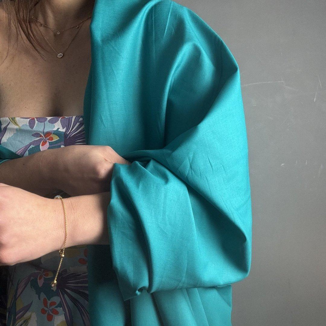 Deep Turquoise Plain Fine Lawn – Stitch Fabrics by M. Rosenberg & Son