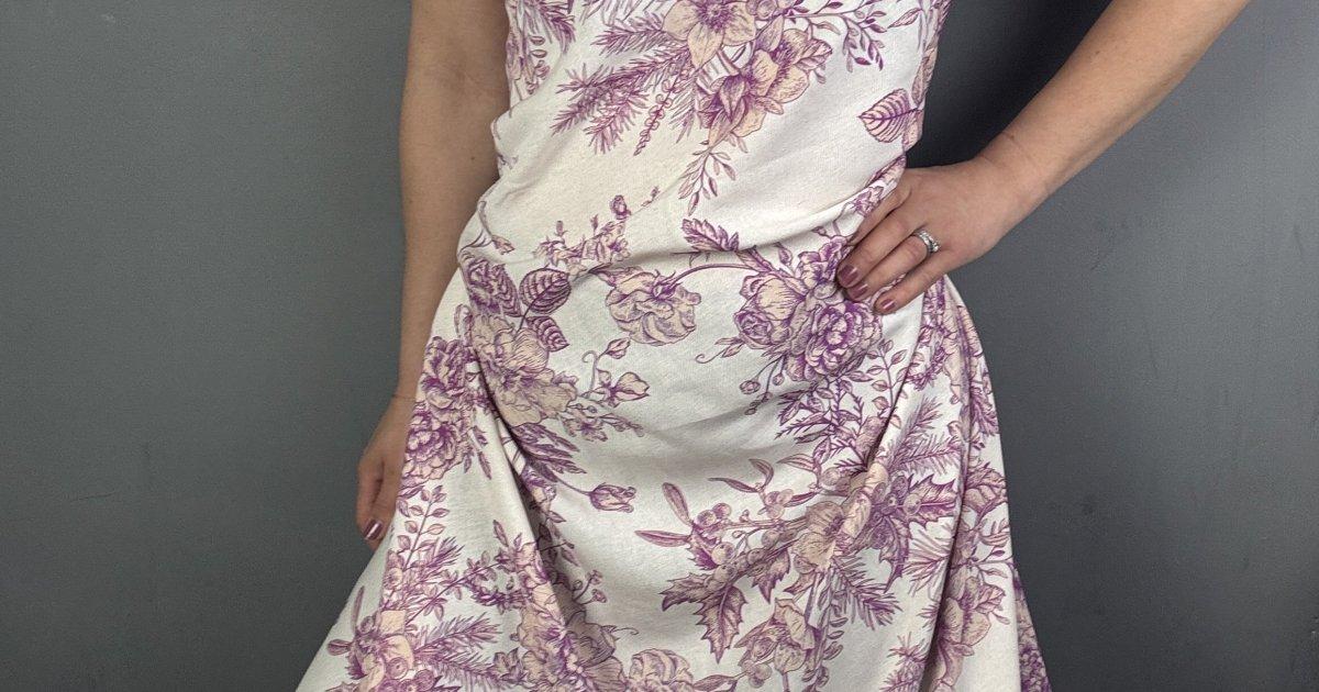 Rayon With Linen Flower Magenta Zen – Stitch Fabrics by M. Rosenberg & Son