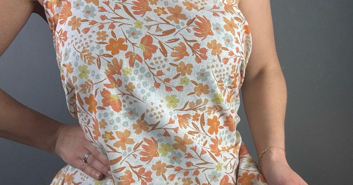 Ramie Linen and Cotton Orange Flower – Stitch Fabrics by M. Rosenberg & Son